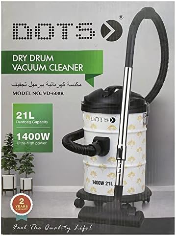 سعر Dots Electric Dry Drum Vacuum Cleaner - VD-608R, Multicolors, 21L ...