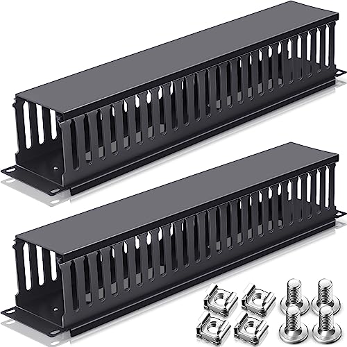 Leinuosen 2 Pack 2U Server Rack Cable Management 24 Slots Wire Duct ...