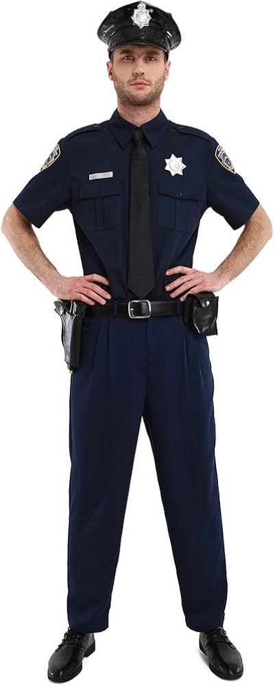 Amazon.com: Coskidz Men's Short Sleeve Police Officer Uniform Halloween ...