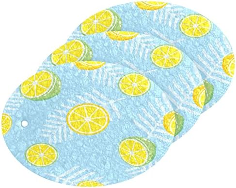 Kigai Green Lemon Non-Scratch Scrub Sponges,Dual Sided Scrub Sponge for ...