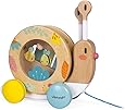 Amazon.com: Janod Pure Pull Along Snail - Wooden 2-in1 Musical ...