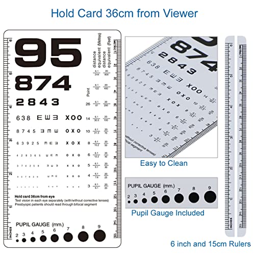 Snellen And Rosenbaum Pocket Eye Chart For Eye Exams, Double-Sided ...