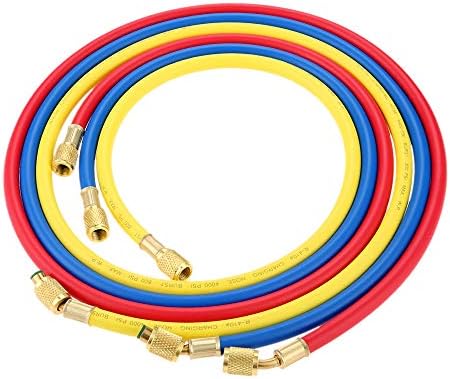R410A AC Charging Hose Set 60‘’ 1/4'' SAE 800 PSI for HVAC Air Condition Refrigerant Hoses R134A ...
