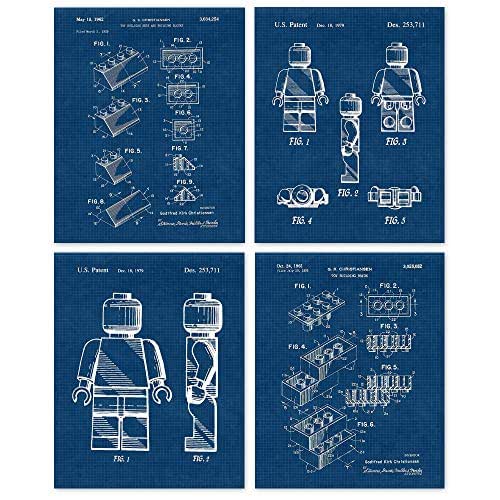 Amazon.com: Vintage Lego Patent Poster Prints, Set of 4 (8x10) Unframed ...