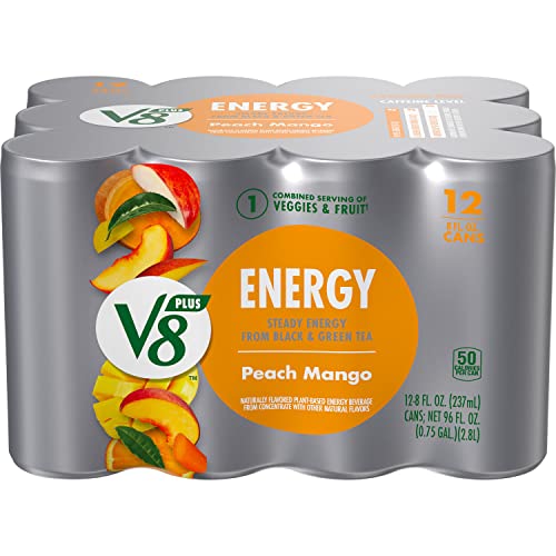 V8 +ENERGY Peach Mango Energy Drink, Made with Real Vegetable and Fruit ...