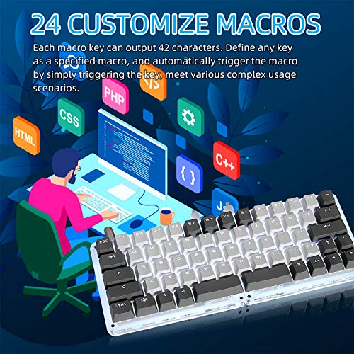 Macro Split Mechanical Keyboard,All 62 Keys Programmable and Can Set 24 ...