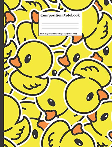 Composition Notebook: Yellow Rubber Ducks Cute Cartoon Design Cover 100 ...