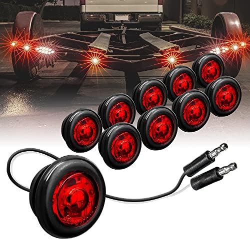 10pc 3/4 Round Red Trailer LED Marker Light [DOT FMVSS 108] [SAE P2PC ...