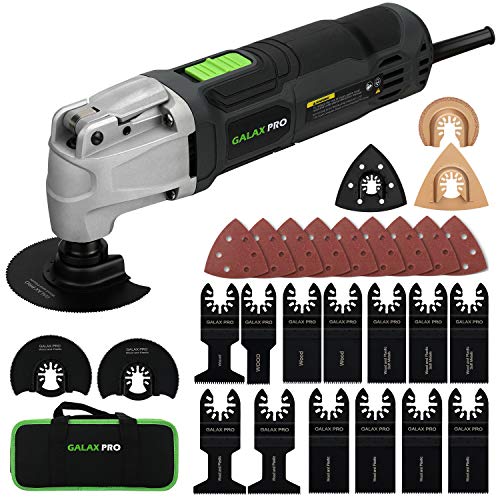 GALAX PRO 2.4Amp 6 Variable Speed Oscillating Multi-Tool Kit with Quick-Lock accessory change ...