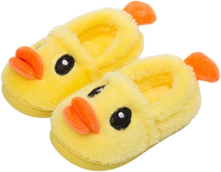 Amazon.com | Kids Cute Plush Duck Slippers Indoor House Slippers Warm ...