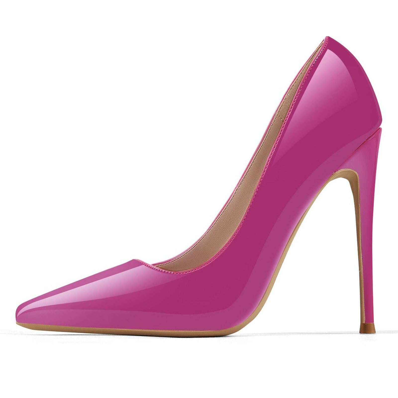 GENSHUO Women's 4.7 Inch Pumps Pointy Closed Toe Stiletto Sexy High ...