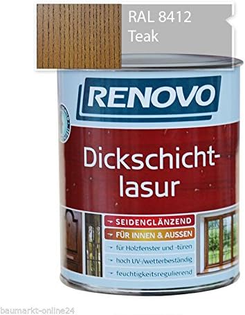 Dickschichtlasur Holzschutz 2,5 L Teak Renovo: Amazon.de: Baumarkt