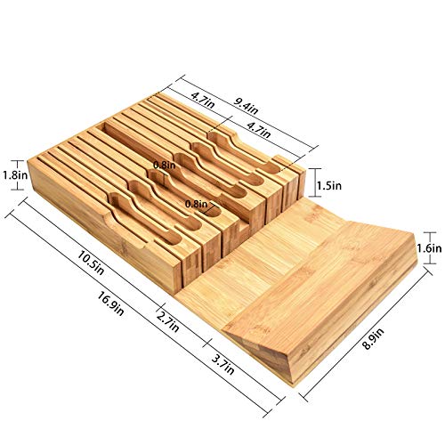 In-Drawer Bamboo Knife Block - Holds 12 Knives (Not Included) and 1 ...
