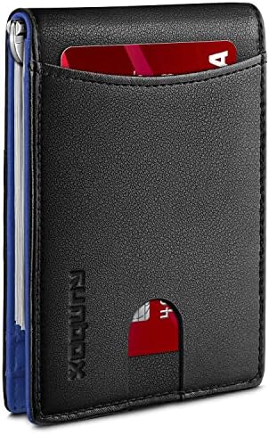 RUNBOX Genuine Leather Slim Wallet for Men RFID Blocking Bifold ...