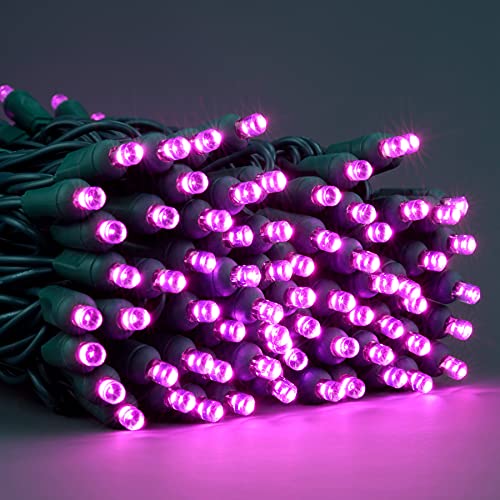 Pink 5MM LED Christmas Lights, 48 ft 140 Count 4" Spacing One-Piece ...