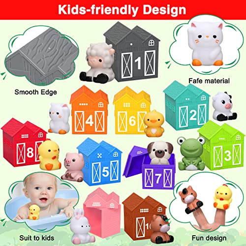 Learning Toys for Toddlers 1 2 3 Years Old, 40 Pcs Farm Animal Finger Puppets & Barn Toy for ...