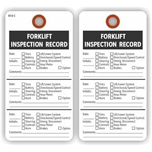 Amazon.com: FORKLIFT INSPECTION RECORD Tags, 2 Sided, 5.75" X 3", White ...