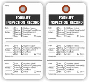 Amazon.com: FORKLIFT INSPECTION RECORD Tags, 2 Sided, 5.75" X 3", White ...