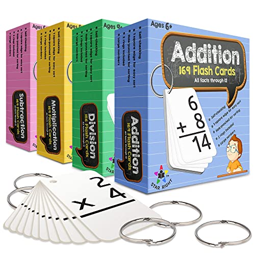 Star Right Math Flash Cards Set of 4 - Addition, Subtraction, Division ...