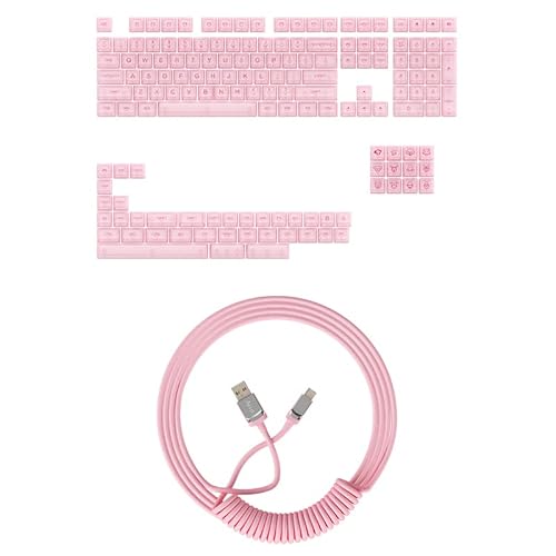 Akko Clear Translucent 155-Key ASA Profile(Pink) with Akko Coiled Cable ...