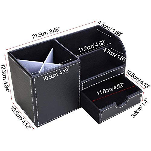 KINGFOM Wooden Struction Leather Multi-function Desk Stationery ...