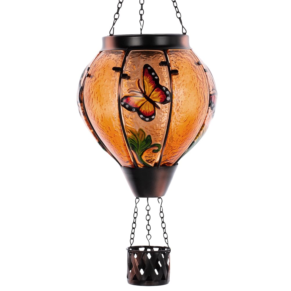 Starsoul Butterfly Hot Air Balloon Solar Lantern with Flickering Flame ...