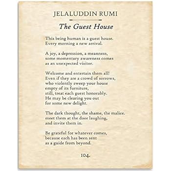Amazon.com: Rumi Quote The Guest House Poem by Rumi Inspiring Poem ...