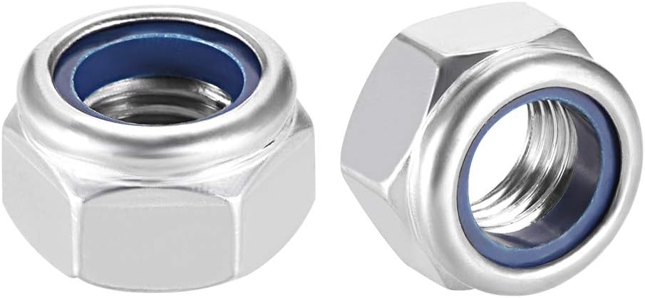Amazon.com: uxcell M16 x 2mm Nylon Insert Hex Lock Nuts, 304 Stainless ...