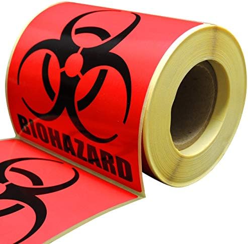 4” x 4” Biohazard Stickers Sign, Roll of 250 Biohazard Warning Labels ...