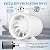 TerraBloom 6" Silent Inline Duct Fan, 26W, 188 CFM, Quiet Mixed-Flow ...