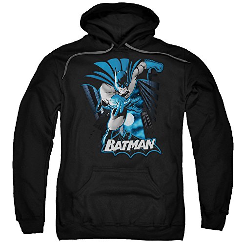 Trevco Jla-Batman Blue & Gray Adult Pull-Over Hoodie44; Black - Large