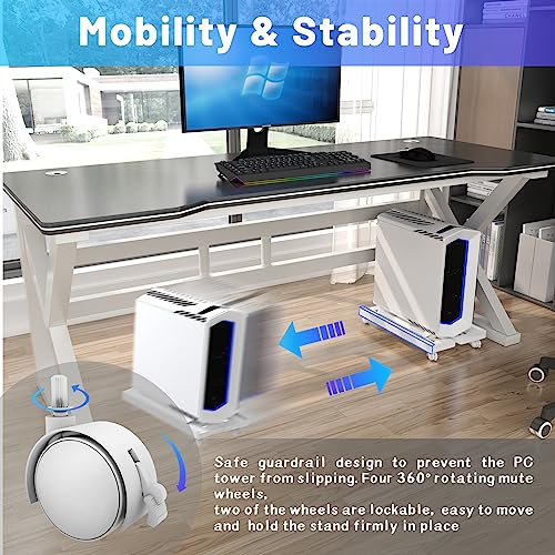 Mobile CPU Stand, CPU Rolling Stand Adjustable Computer Mobile Cart ...
