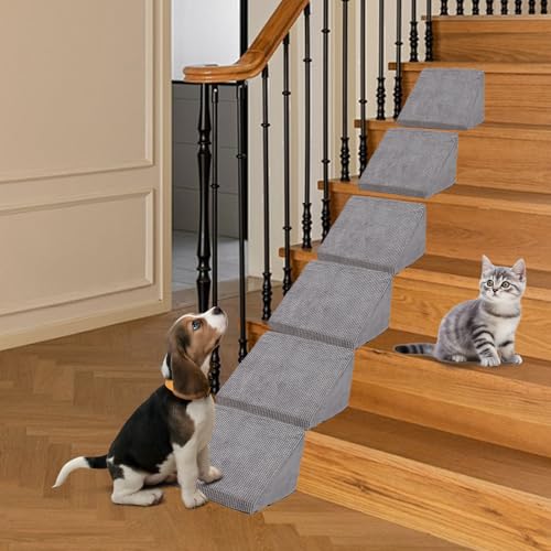 Foam Dog Ramps/Stairs for Stairs Small Dogs & Cats, Grey Modula Pet ...