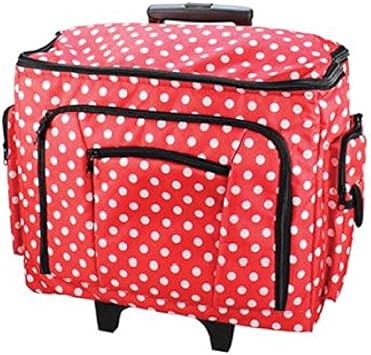 Large Sewing Machine Trolley Bag on Wheels in a Durable Red Fabric with ...