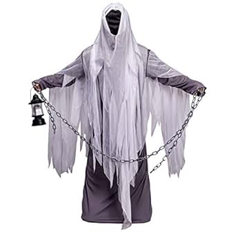 Amazon.com: DSplay Ghost Costume Adult Hood Robe OneSize: Clothing