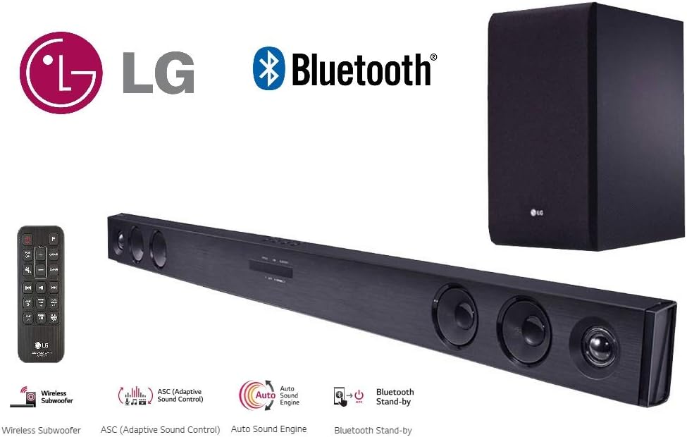 LG SJ3(DGBRLLK) High Power 300W RMS / 2.1 Channel Wireless SW Soundbar ...