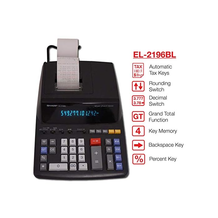 Sharp EL2196BL Standard Function Calculator, Black