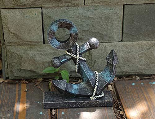 H&W Resin Anchor Figurine 8.5"H, Nautical Décor, Anchor Model Statue ...