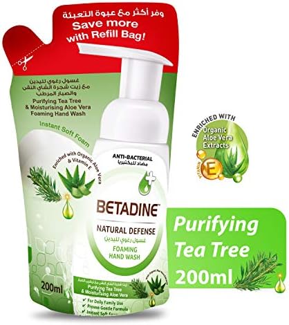 Betadine Hand Wash Natural Defense, Tea Tree Oil, Refill Bag, 200 ml ...