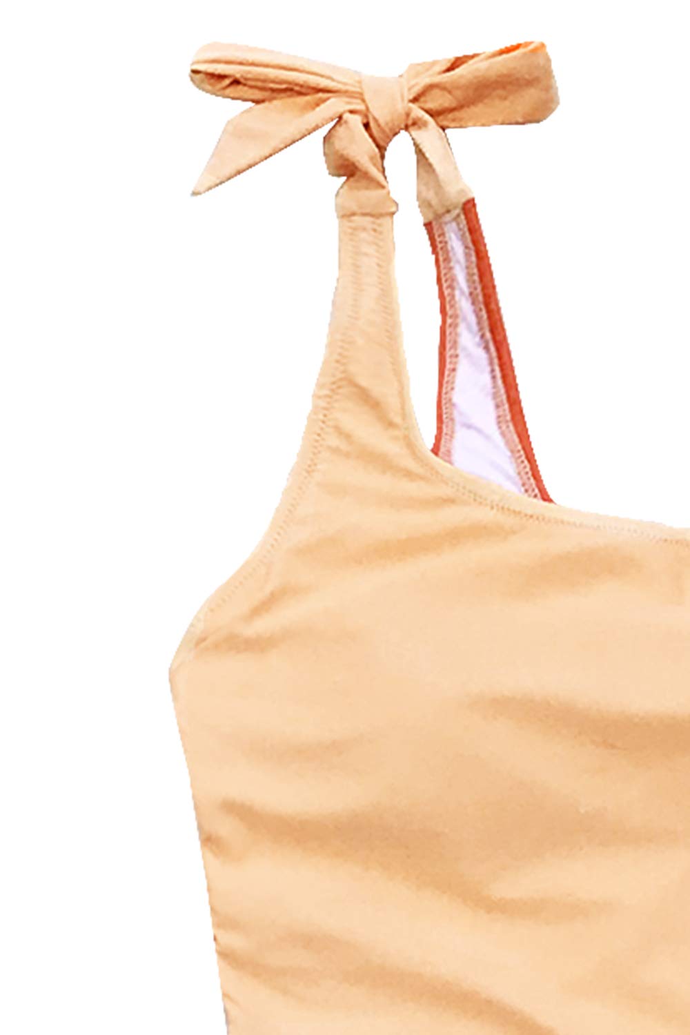 CUPSHE Women's One Piece Swimsuit Color Block One Shoulder Bowknot ...