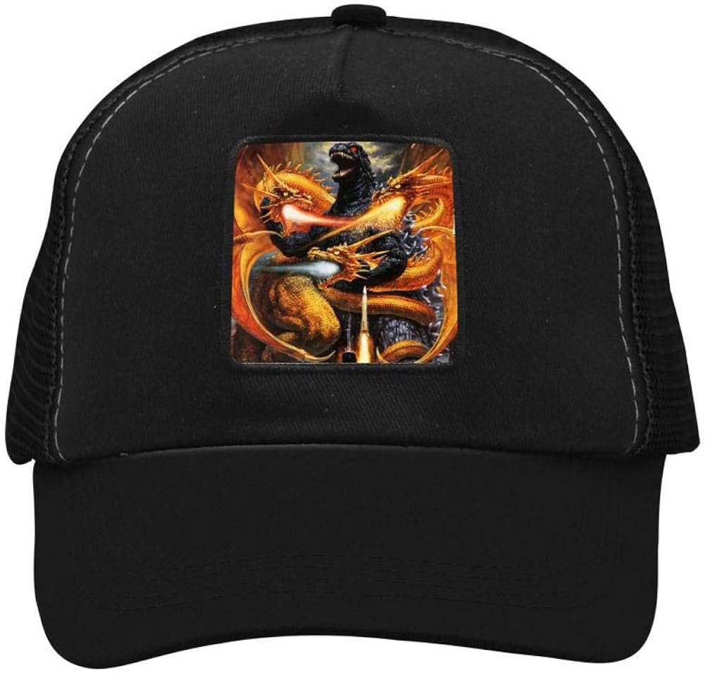 Godzilla Poster 3D Printed Adjustable Unisex Snapback Trucker Hat Mesh ...