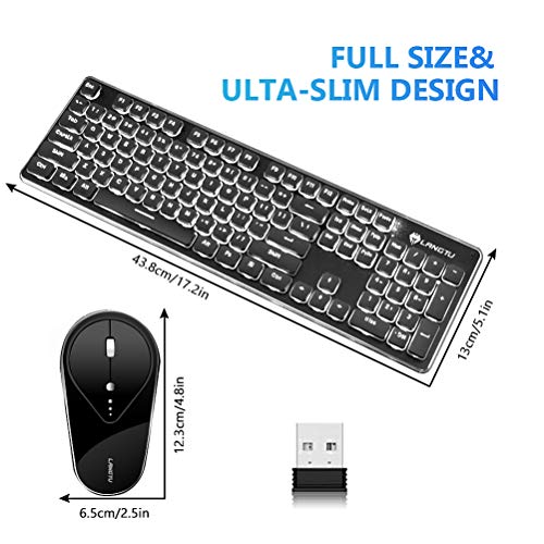 Wireless Gaming Keyboard and Mouse Combo White LED Backlit Ultra-Thin ...