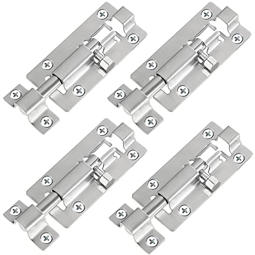 FATLODA 4 Pack Barrel Bolt Latch, Slide Bolt Latch 3 Inches Slide Latch ...
