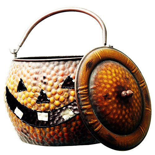 Very Large Metal Pumpkin Cauldron Halloween Decoration: Amazon.co.uk ...