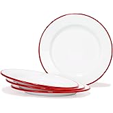 Amazon.com | Red Co. Set of 4 Enamelware Metal 10” Round Camping Plates ...