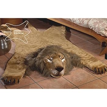 Amazon.com: Fake Faux Fur Lion skin lionskin PLUSH RUG KING SIZE LARGE ...