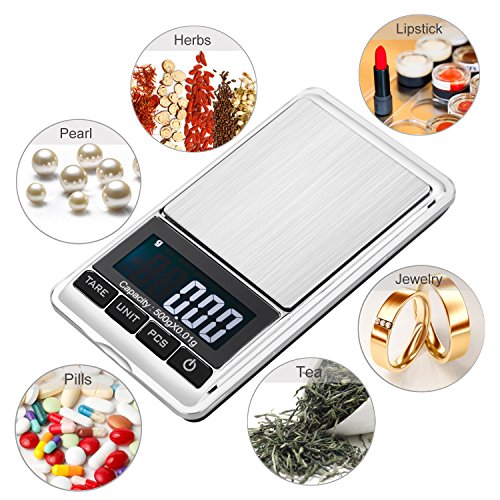 Digital Precision Gram Scale, 0.001oz/0.01g 500g Mini Pocket Scale, Portable Electronic Weight ...