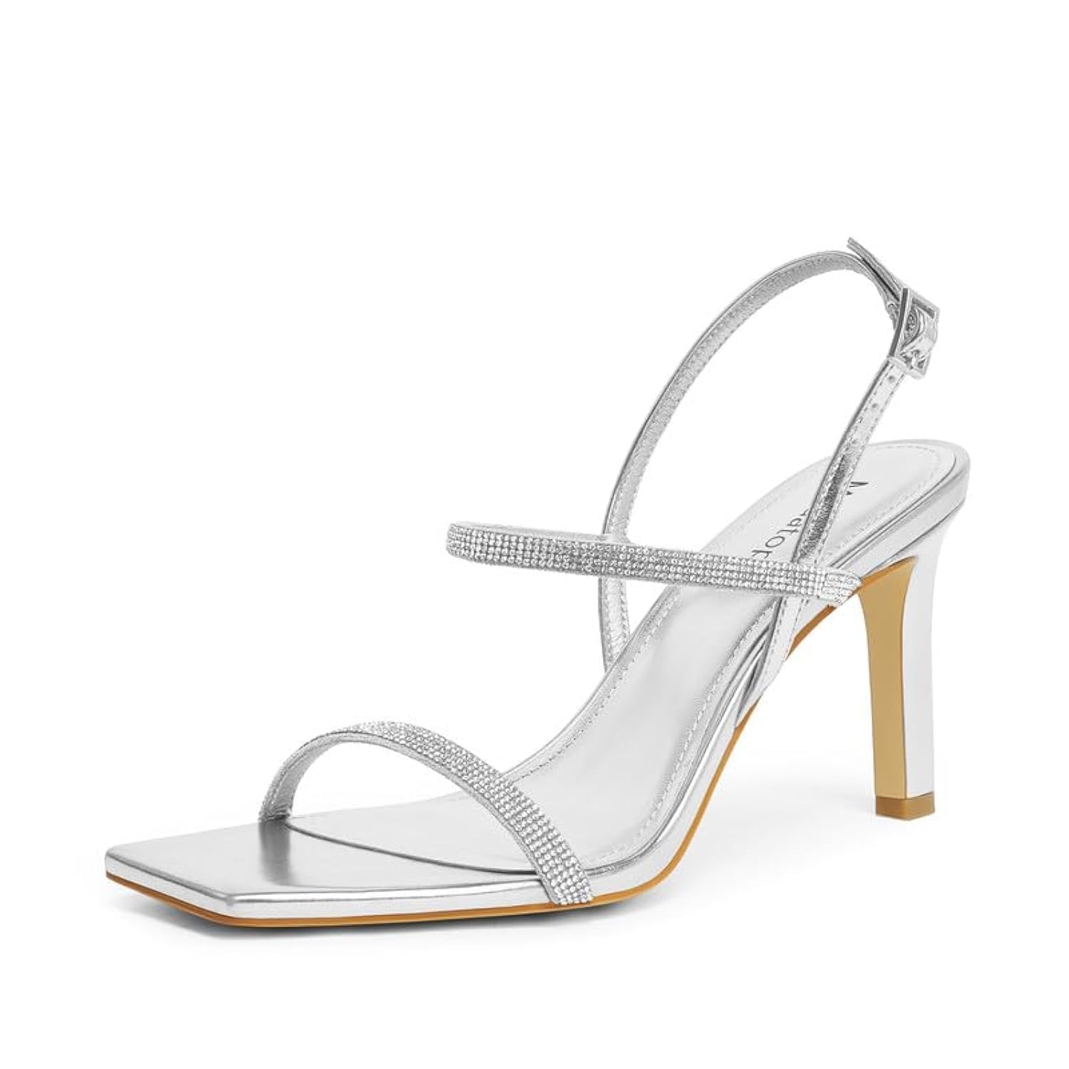 Modatope Silver Strappy Sandals Women Rhinestone Sparkly Heels for ...
