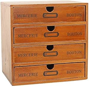 Amazon.com: Baffect Desktop Storage Box with Drawers Wooden Vintage ...