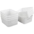 Amazon.com: Nicesh 6-Pack White Plastic Small Storage Baskets, 10" x 7. ...